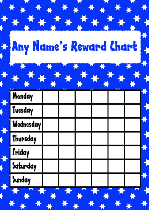 Blue and White Star Sticker Reward Chart - The Card Zoo