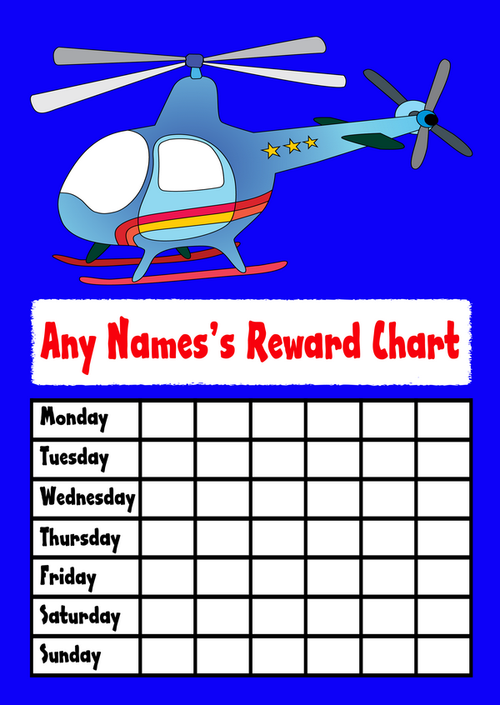 Blue Helicopter Star Sticker Reward Chart - The Card Zoo