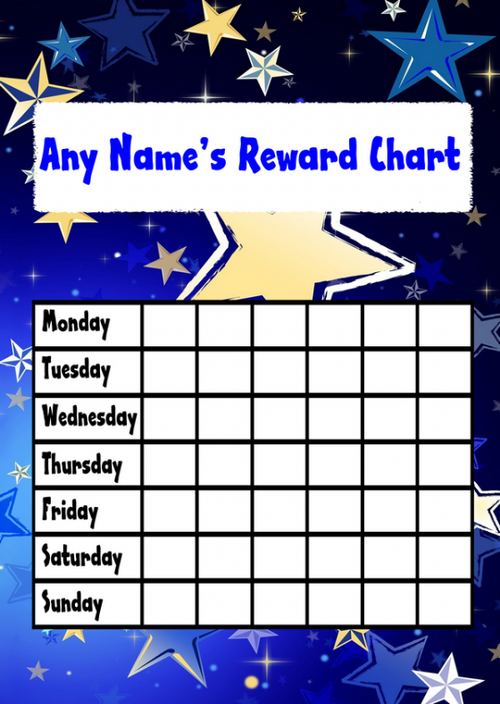 Blue and Cream Star Sticker Reward Chart - The Card Zoo