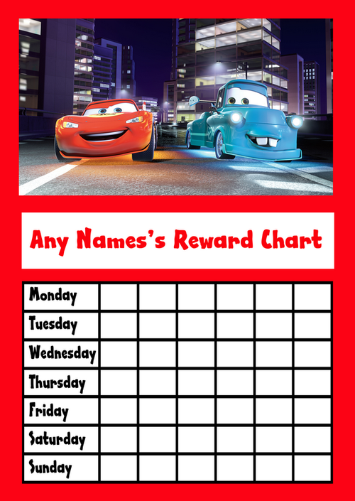 Cars Star Sticker Reward Chart - The Card Zoo