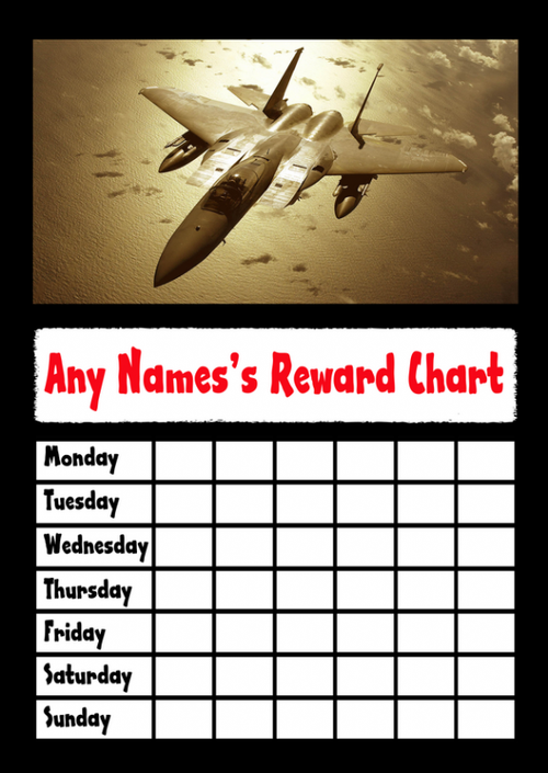 Fighter Jet Plane Star Sticker Reward Chart - The Card Zoo