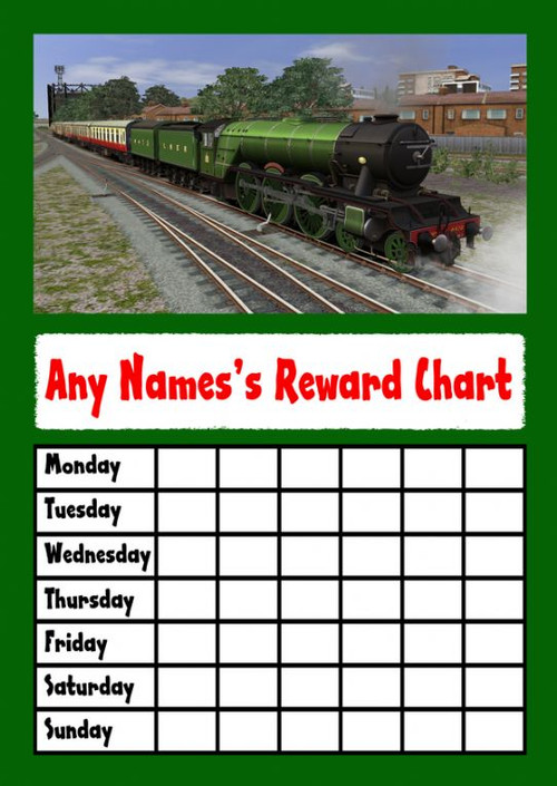 Green Train Star Sticker Reward Chart - The Card Zoo