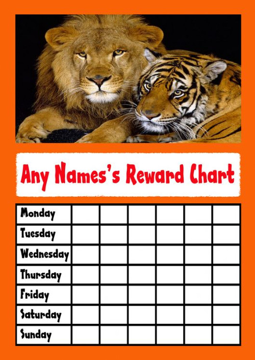 Lion and Tiger Star Sticker Reward Chart - The Card Zoo