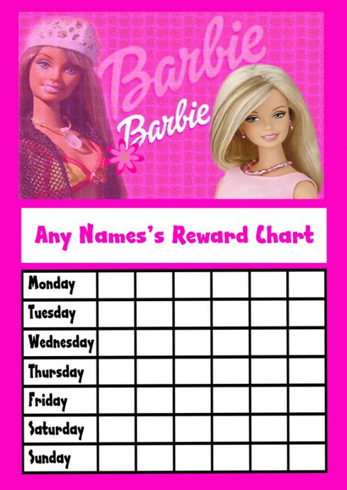 Pink Barbie Star Sticker Reward Chart - The Card Zoo