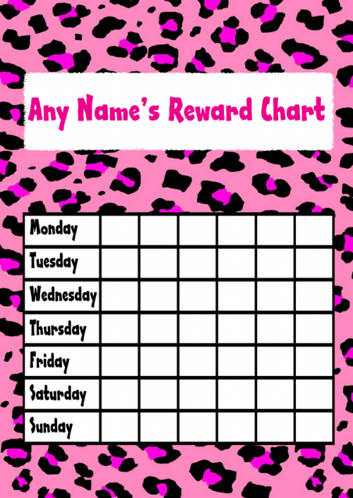 Pink Leopard Print Star Sticker Reward Chart - The Card Zoo