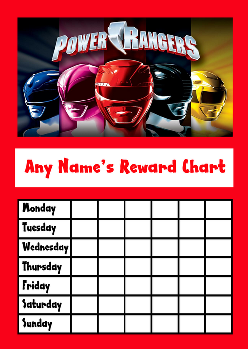 Power Rangers Star Sticker Reward Chart - The Card Zoo