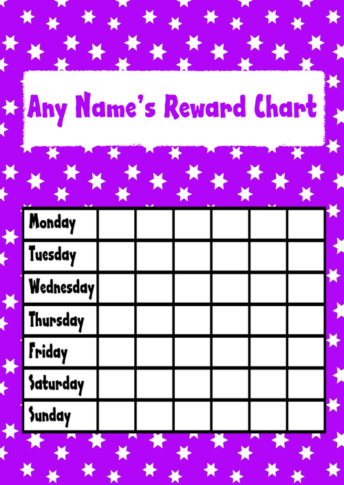 Purple and White Star Sticker Reward Chart - The Card Zoo