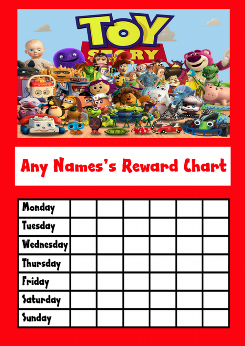 Red Toy Story Star Sticker Reward Chart - The Card Zoo