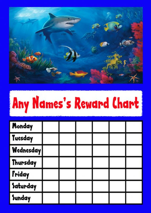 Underwater Shark Star Sticker Reward Chart - The Card Zoo