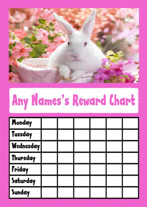 White Rabbit Pink Star Sticker Reward Chart - The Card Zoo