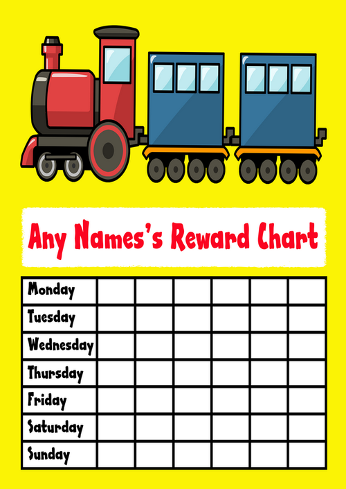 Yellow Train Star Sticker Reward Chart - The Card Zoo