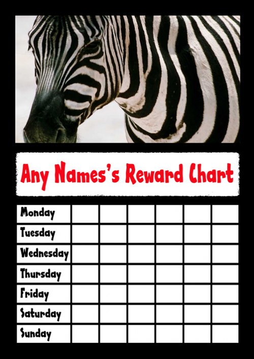 Zebra Star Sticker Reward Chart - The Card Zoo
