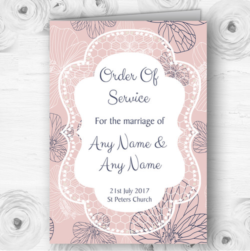 Dusty Coral Pink And Blue Floral Wedding Double Sided Cover Order Of ...