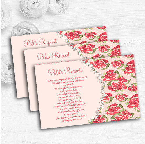 Coral Pink Floral Shabby Chic Chintz Custom Wedding Gift Money Poem ...