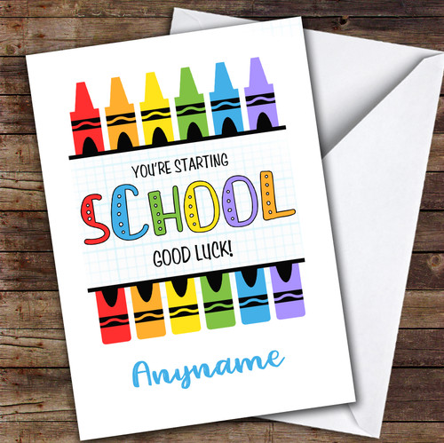 Starting School Crayons Personalised Good Luck Card - The Card Zoo