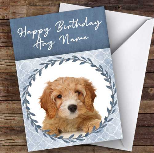 Cavapoo Dog Blue Animal Personalised Birthday Card - The Card Zoo