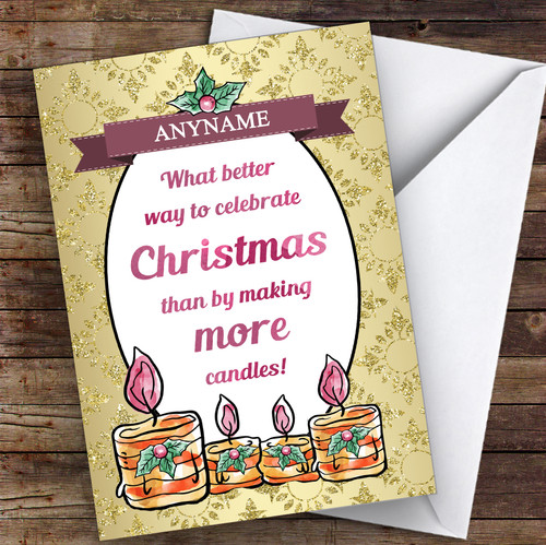 Candle Making Gold Style Hobbies Personalised Christmas Card - The Card Zoo