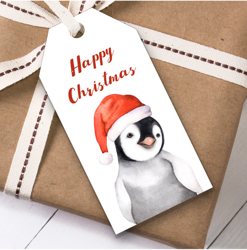 Watercolour Penguin Simple Christmas Gift Tags - The Card Zoo