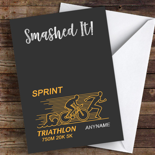 Sprint Triathlon Smashed It Personalised Greetings Card - The Card Zoo