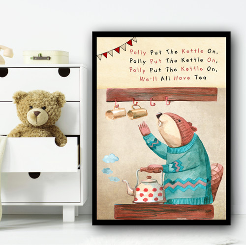 Polly Put The Kettle On Nursery Rhyme Children's Nursery Bedroom Wall ...