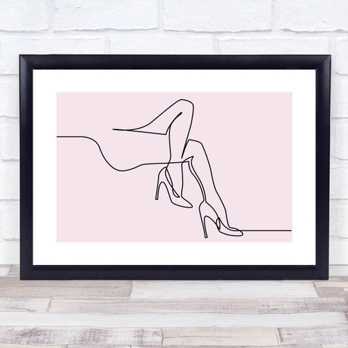 Block Colour Line Art Nude Female Naked Legs Heels Decorative Wall Art