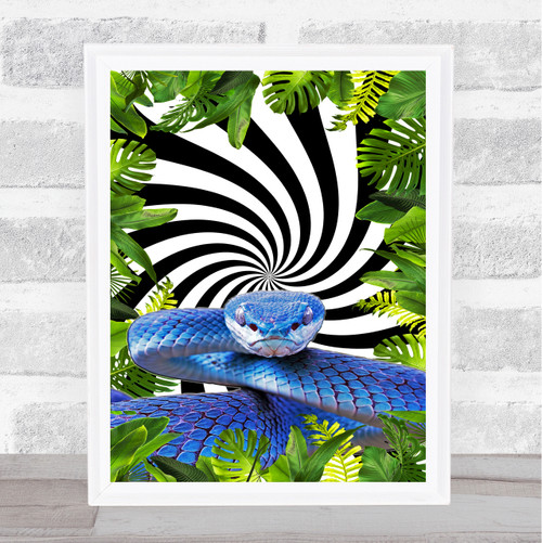 Jungle Leaves Black and White Swirl Python Wall Art Print - The Card Zoo