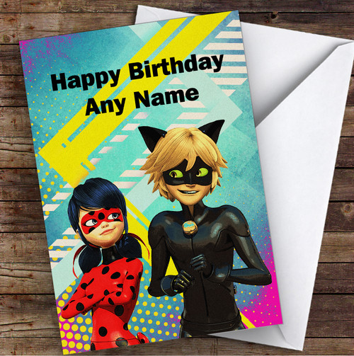 Miraculous Ladybug Bright Children's Kids Personalised Birthday Card ...