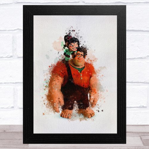 Wreck-It Ralph and Penelope Watercolour Splatter Children's Kid's Wall ...