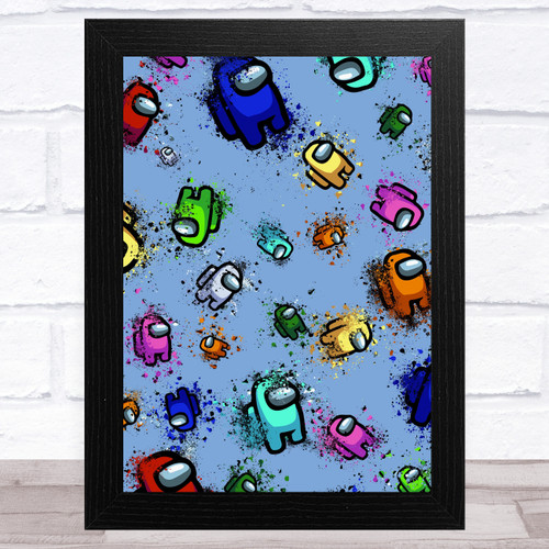 Among Us Multiple Blue Splatter Children's Kid's Wall Art Print - The ...