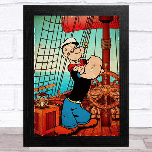 Popeye The Sailor Retro Children's Kid's Wall Art Print - The Card Zoo