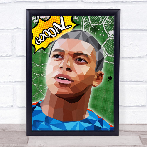Kylian Mbappe Polygon Goal Comic Wall Art Print - The Card Zoo