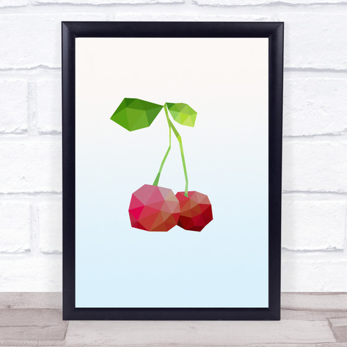 Cherry Polygon Style Wall Art Print - The Card Zoo
