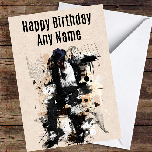 Michael Jackson Retro Abstract Splatter Personalised Birthday Card ...
