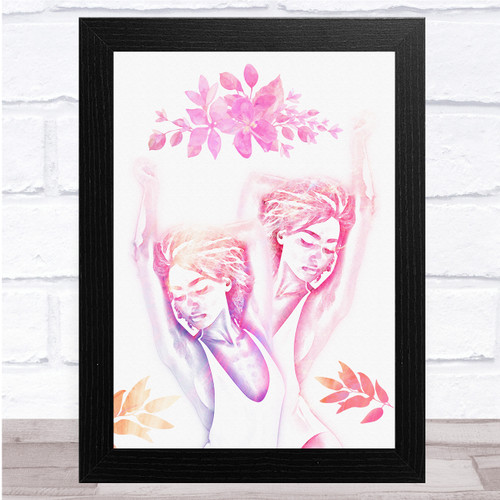 Lady Dancing Pastel Pink Floral Wall Art Print - The Card Zoo