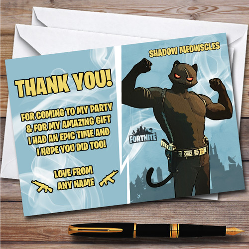 Shadow Meowscles Gaming Comic Style Fortnite Skin Birthday Party Thank ...