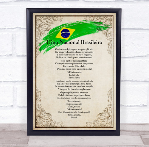 National Anthem Of Brazil Border Wall Art Print - The Card Zoo