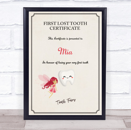 First Lost Tooth Blushing Tooth Fairy Personalised Certificate Award ...