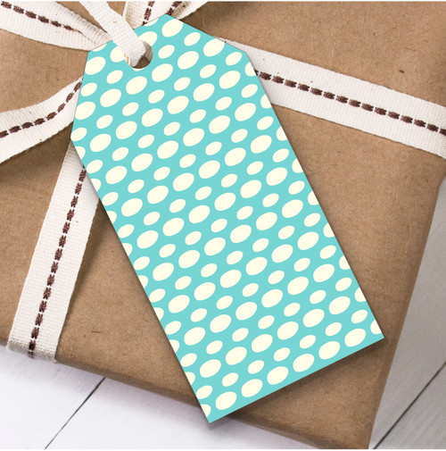 Light Blue Squashed Circles Birthday Present Favor Gift Tags - The Card Zoo