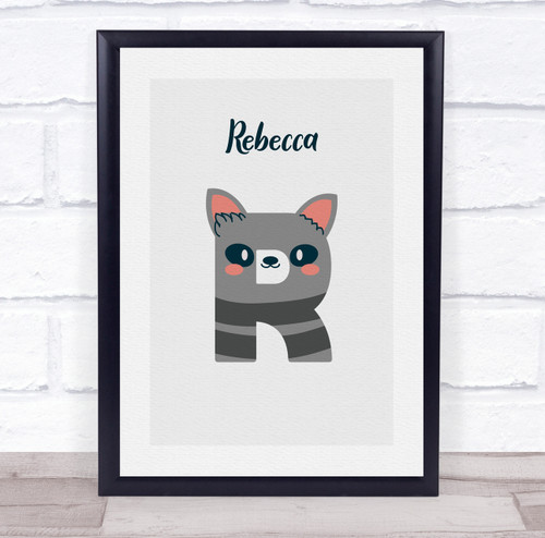 Raccoon Initial Letter R Personalised Children's Wall Art Print - The ...