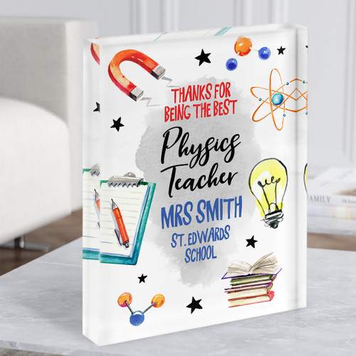 Thanks For Being The Best Physics Teacher Science Gift Acrylic Block ...