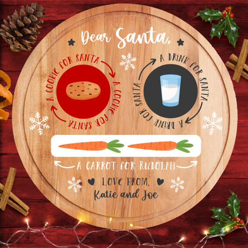 Santa Round Personalised Christmas Eve Board Santa Reindeer Treat Plate ...