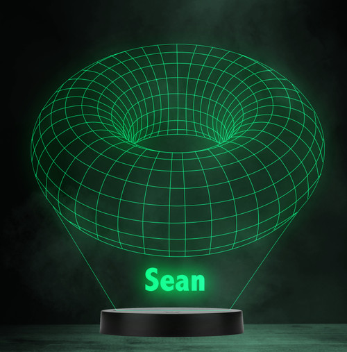 3D Effect Geometric Doughnut Shape Personalised Colour Change Lamp ...