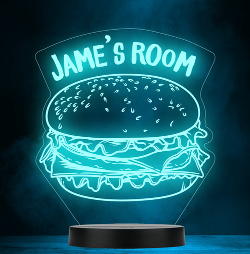 Burger Fast Food Lover Personalised Gift Colour Changing Led Lamp Night ...