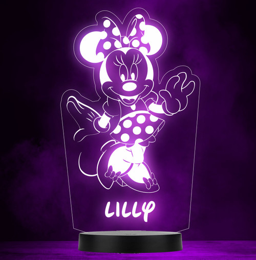 Minnie Mouse Spotty Skirt Personalised Gift Colour Changing Led Lamp ...