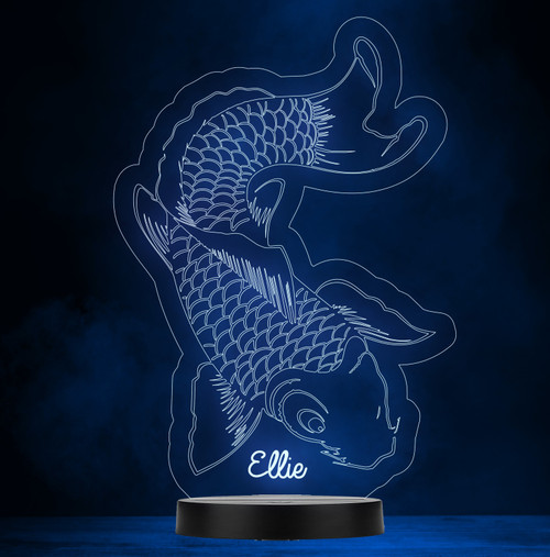Koi Carp Fish Fishing Personalised Gift Colour Changing Led Lamp Night ...