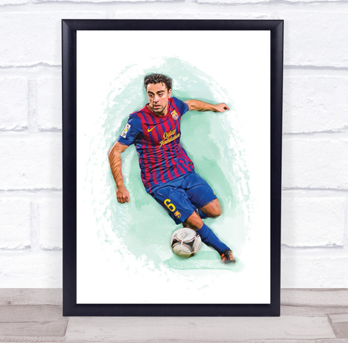 Footballer Xavi Football Player Watercolour Wall Art Print - The Card Zoo