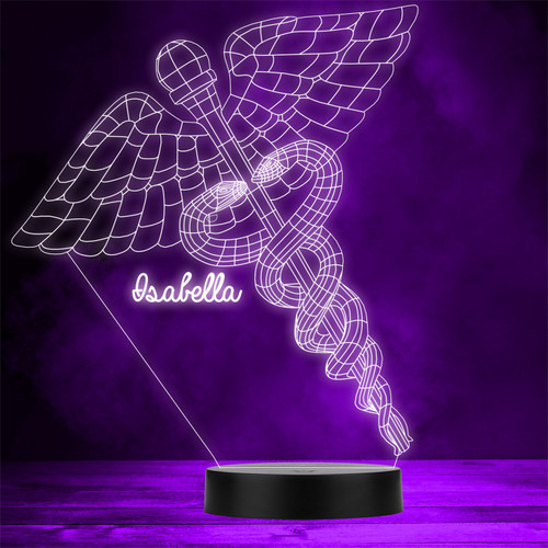 Caduceus Gothic Mystical Spiritual Personalised Gift Any Colour LED ...