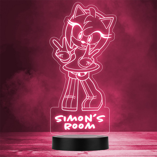 Amy Rose Sonic Hedgehog Character Personalised Gift Any Colour LED ...