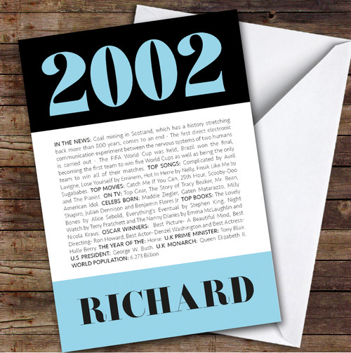 2002 Formal Any Age Any Year You Were Born Facts Personalised Birthday ...