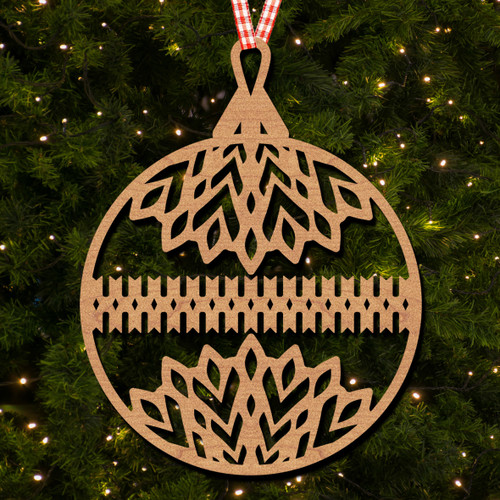 Round Classic Bauble Design Snowflake Top Bottom, Ornament Christmas ...